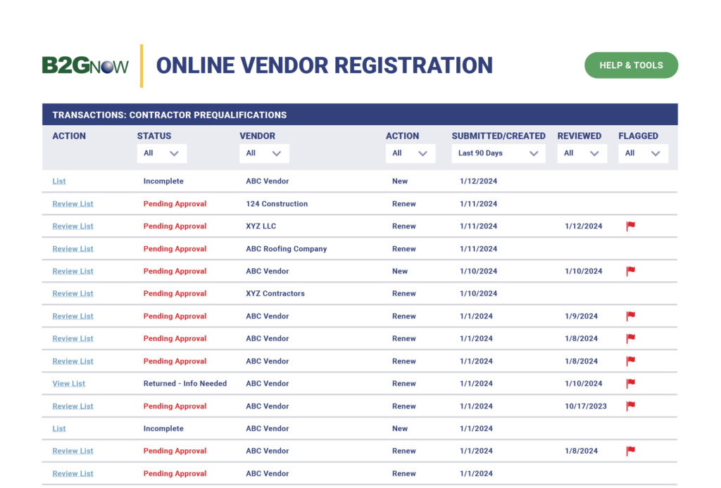 Online Vendor Registration Software & Prequalification Tools
